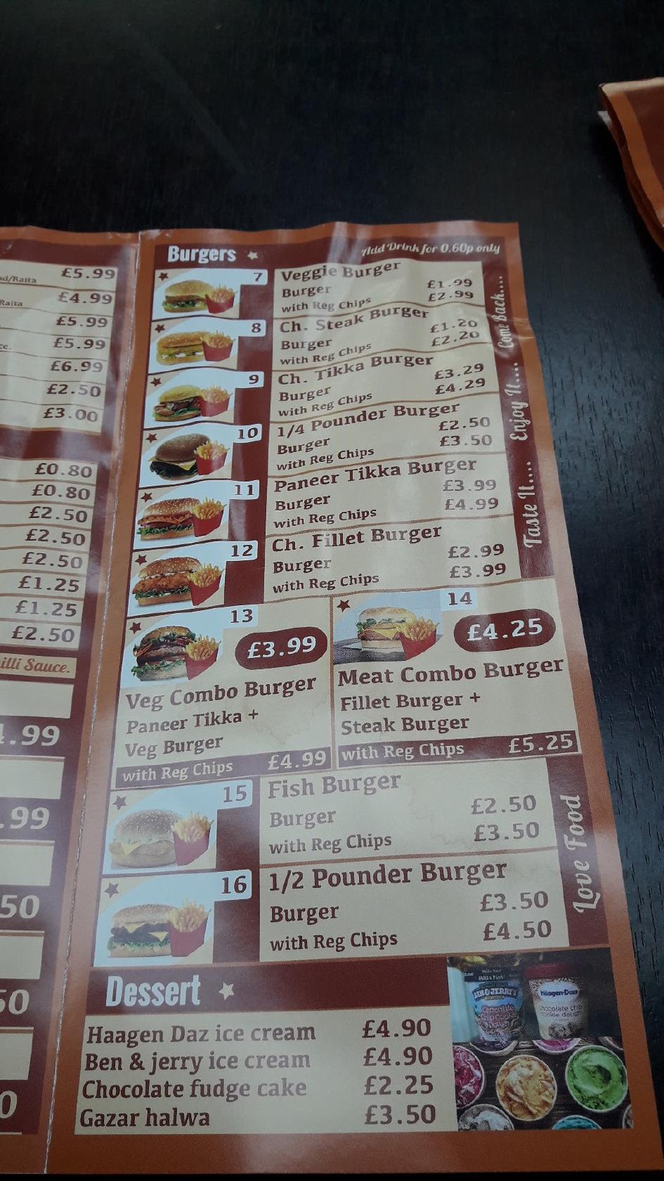 Menu at Naz Sweets restaurant, Slough