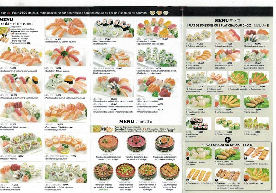 Menu at New Tokyo Restaurant, Tremblay-en-France