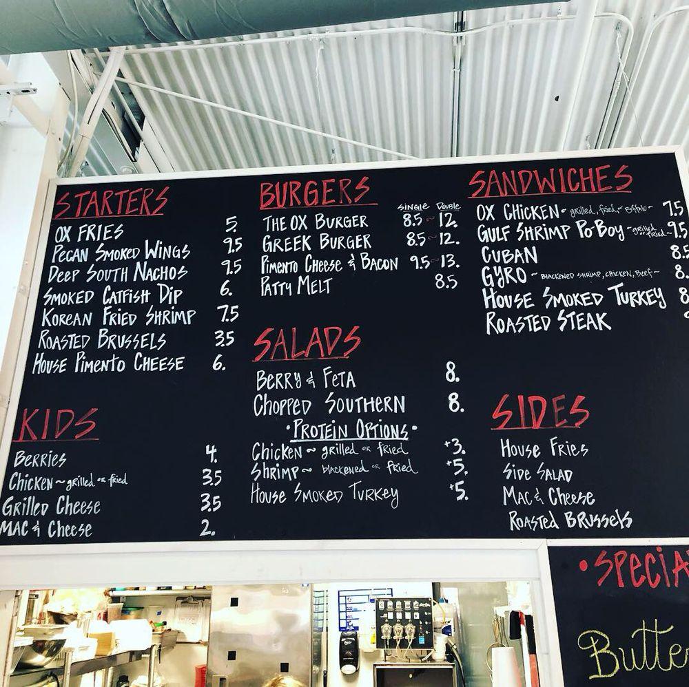 Menu at Ox Kitchen restaurant, Fairhope