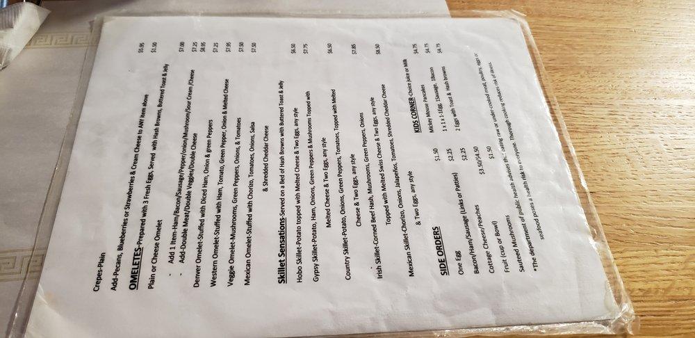 Menu at Princess Cafe, East Troy