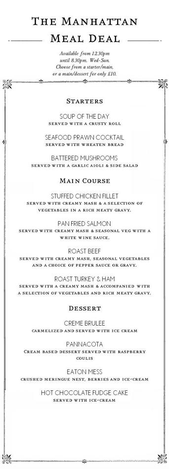 Menu at The Manhattan pub & bar, Lurgan