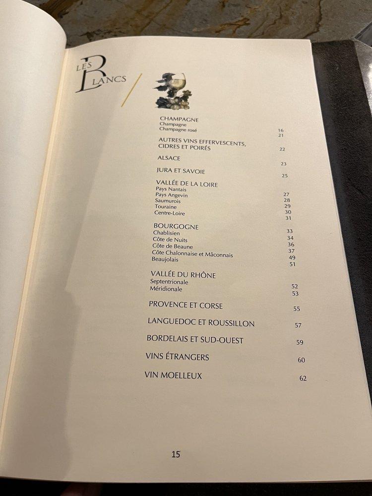 Menu at Le Bon Georges restaurant, Paris, 45 Rue Saint-Georges