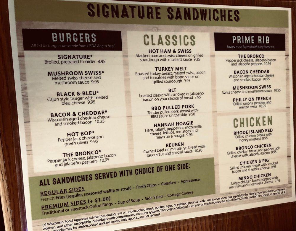 Menu at Springers restaurant, Madison