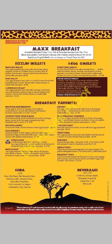 Menu at Maxx Bar & Grill, Ham Lake