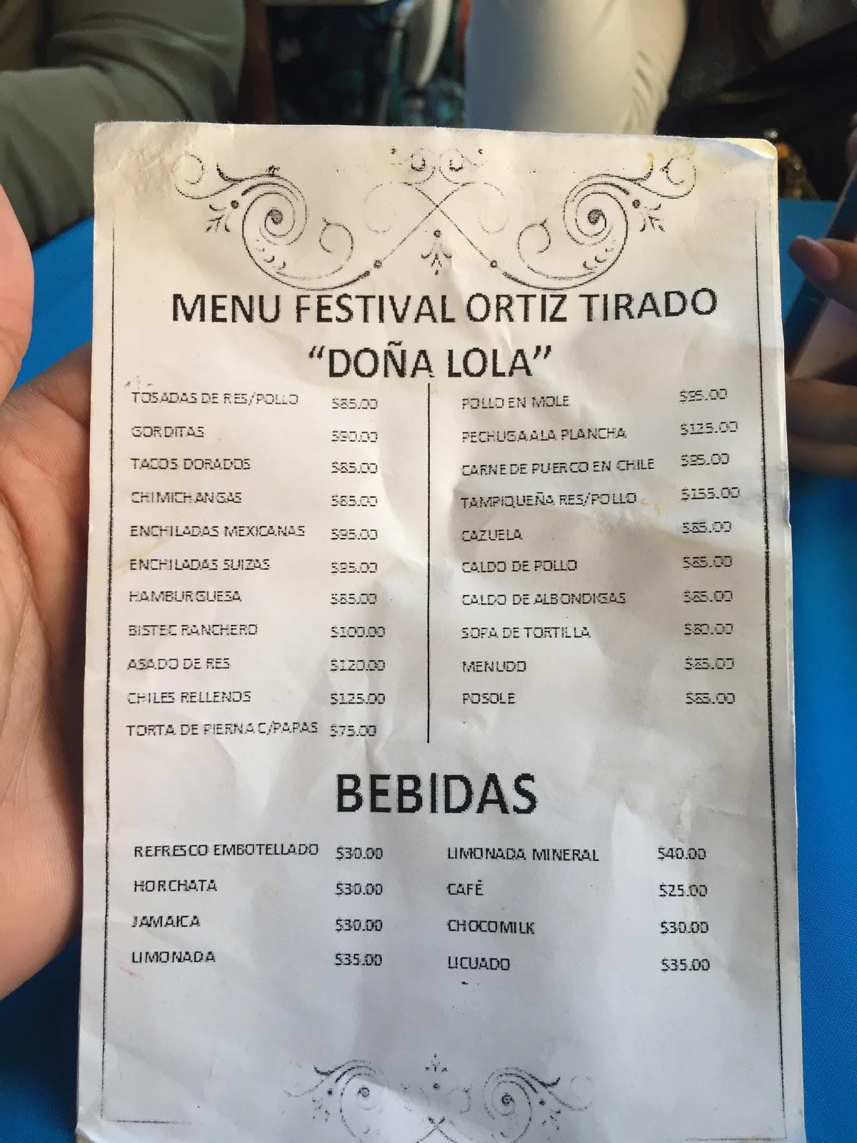 Carta de Restaurant Doña Lola, Alamos
