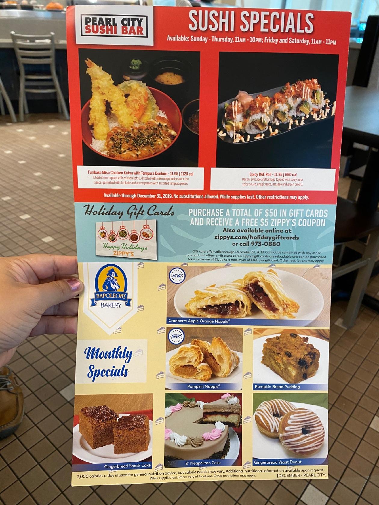 Menu at Zippy's Pearl City fast food, Pearl City, 806 Kamehameha Hwy