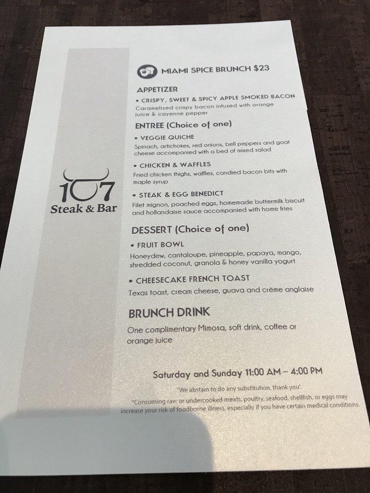 Menu at 107 Steak & Bar, Doral, NW 107th Ave