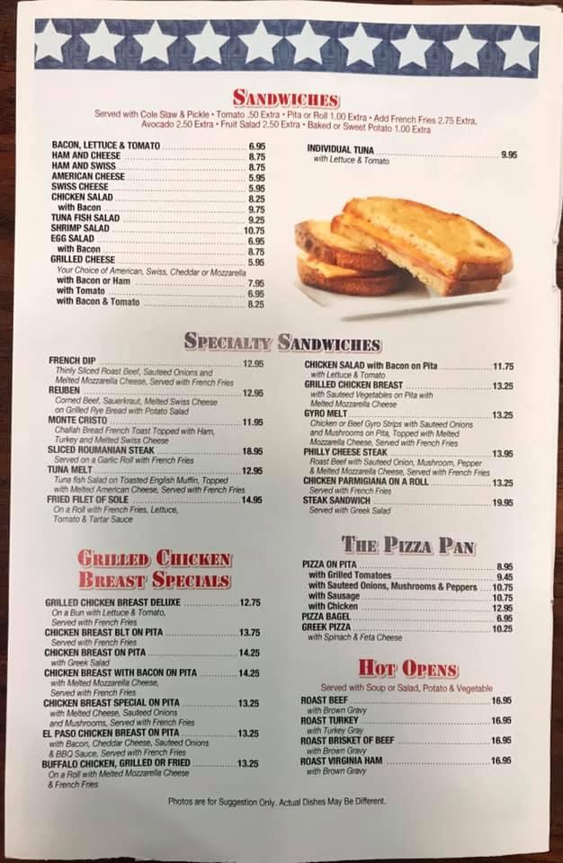 Menu at Blue Angel Diner restaurant, Plainview