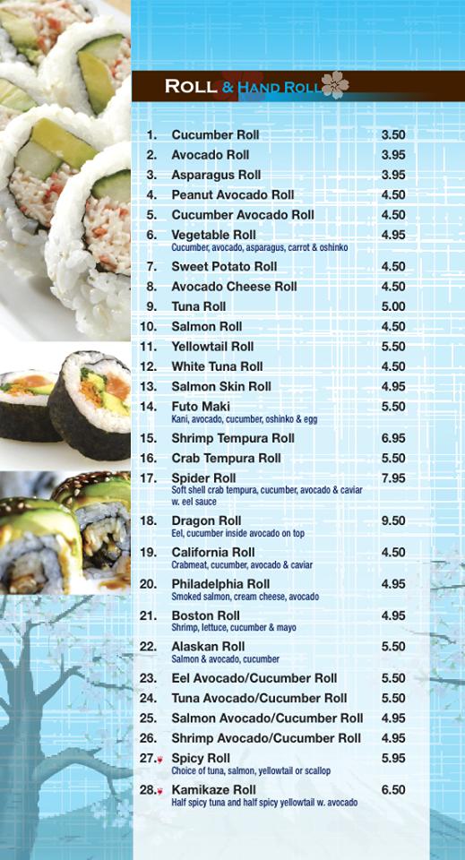 Menu at Fuji restaurant, Bennington