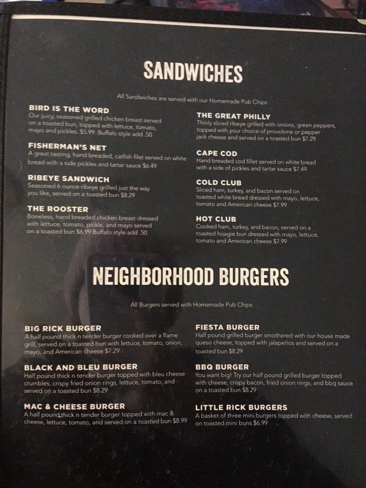 Menu at Little Rick's Neighborhood Bar & Grill, Lebanon Junction