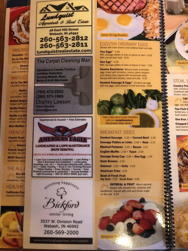 Menu at The Fried Egg restaurant, Wabash