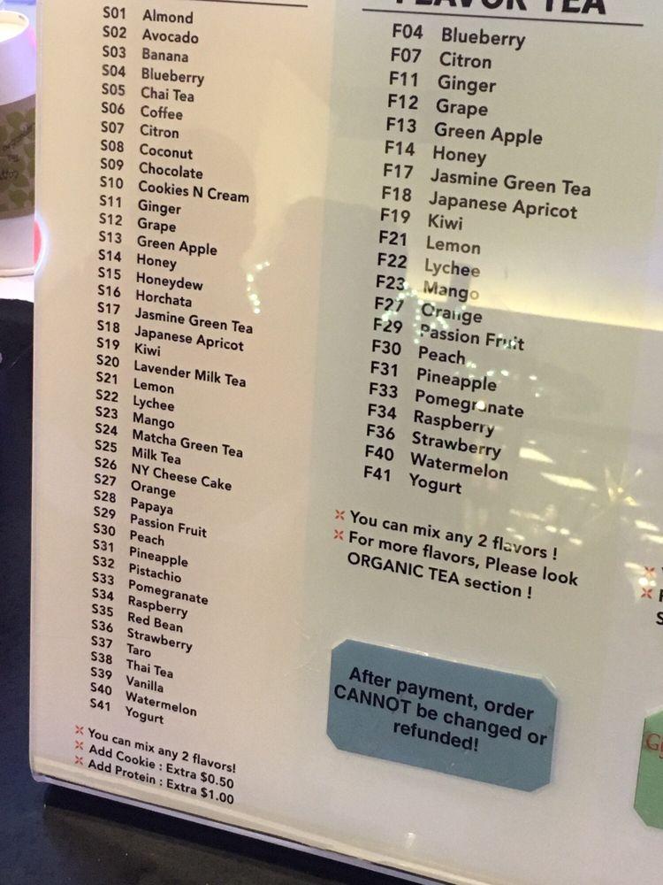 Menu at Bubble Tea Bliss restaurant, Grapevine