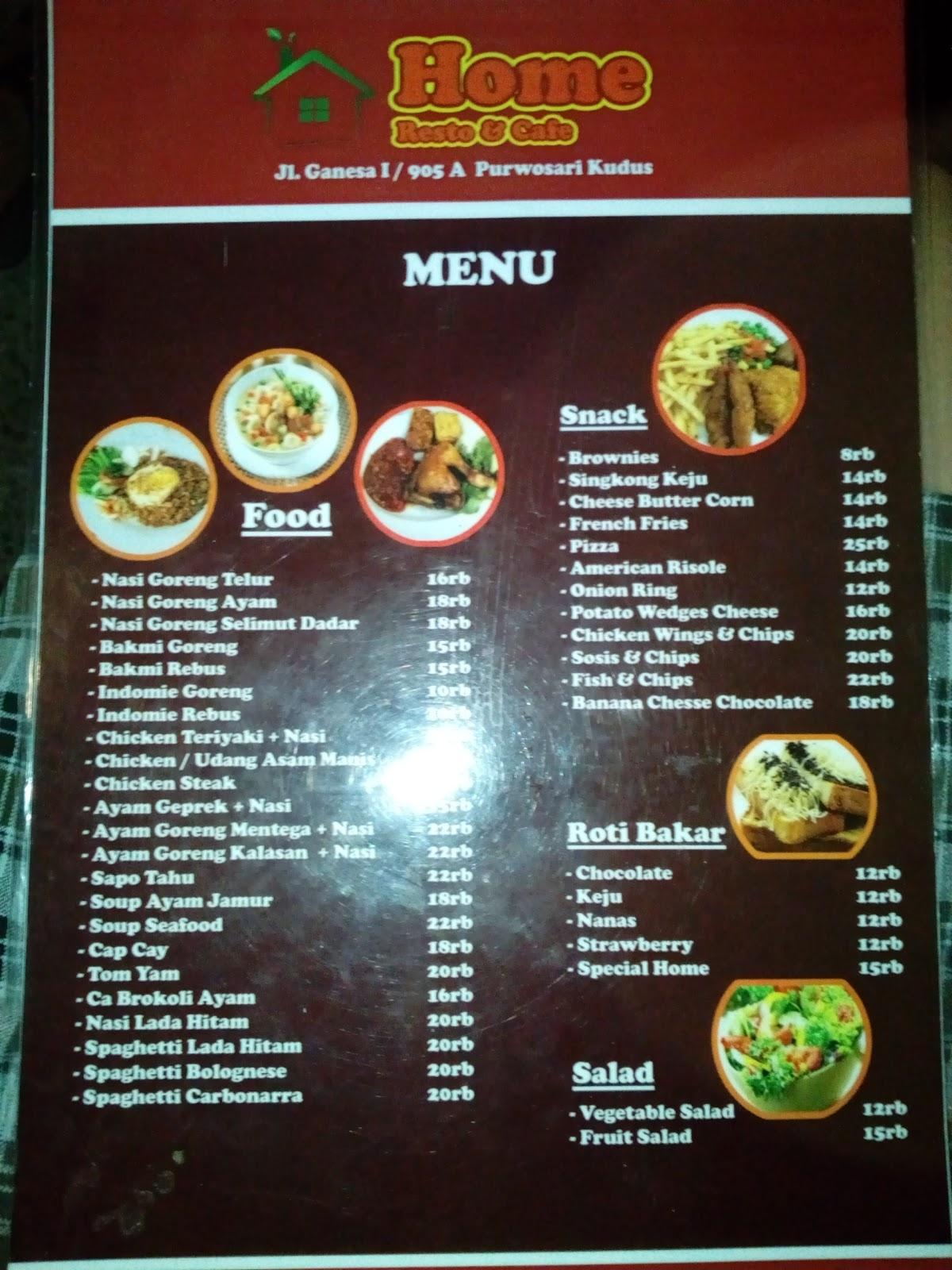 Menu at Home Cafe & Resto, Kudus