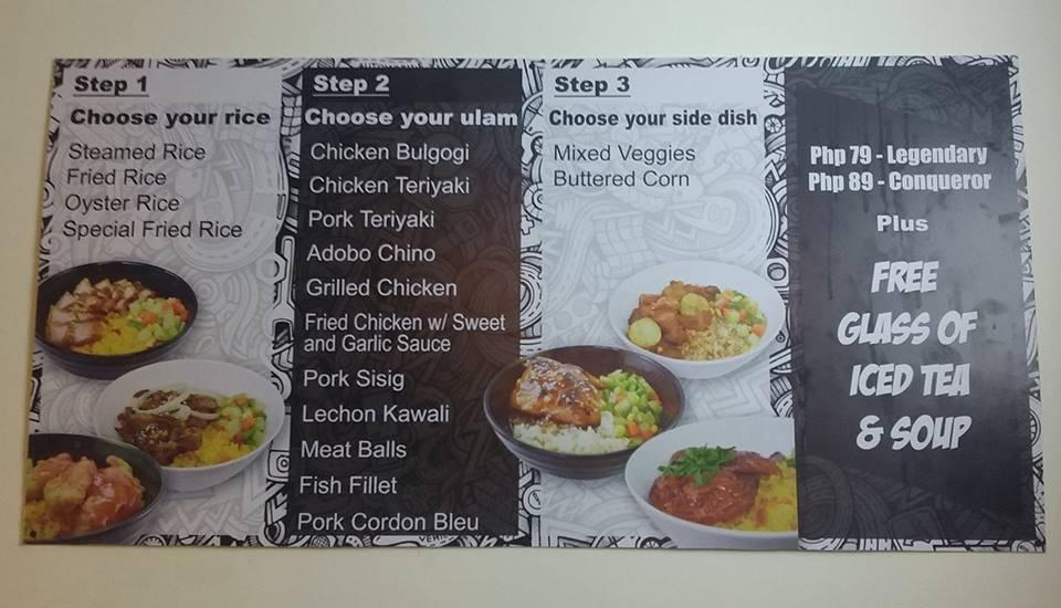 Menu at Rice Track Foodstop restaurant, Naga