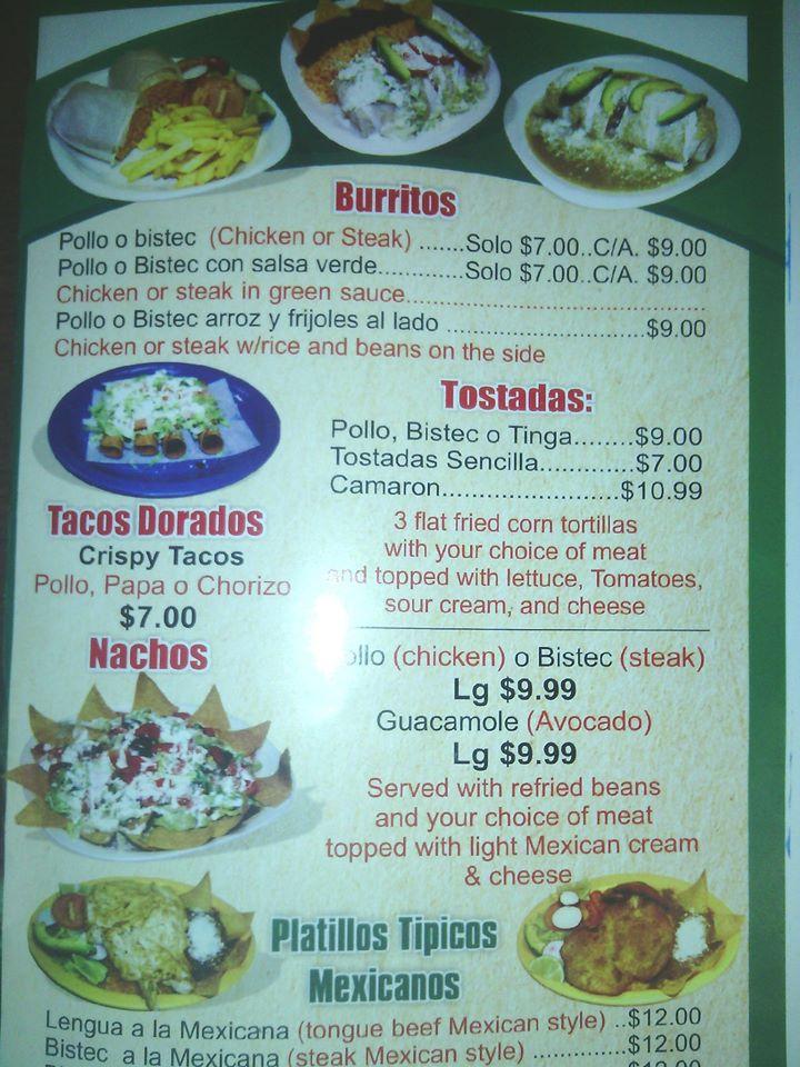 Menu at Guerrero restaurant, Jersey City