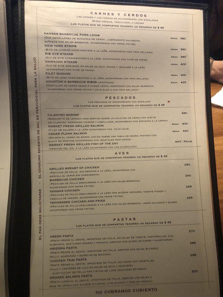 Carta del restaurante Kansas, Buenos Aires, Av. Libertador 4625