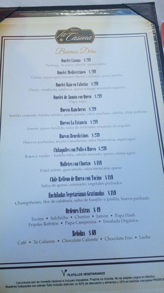 Menu at La Casona at Villa La Estancia steakhouse, Cabo San Lucas