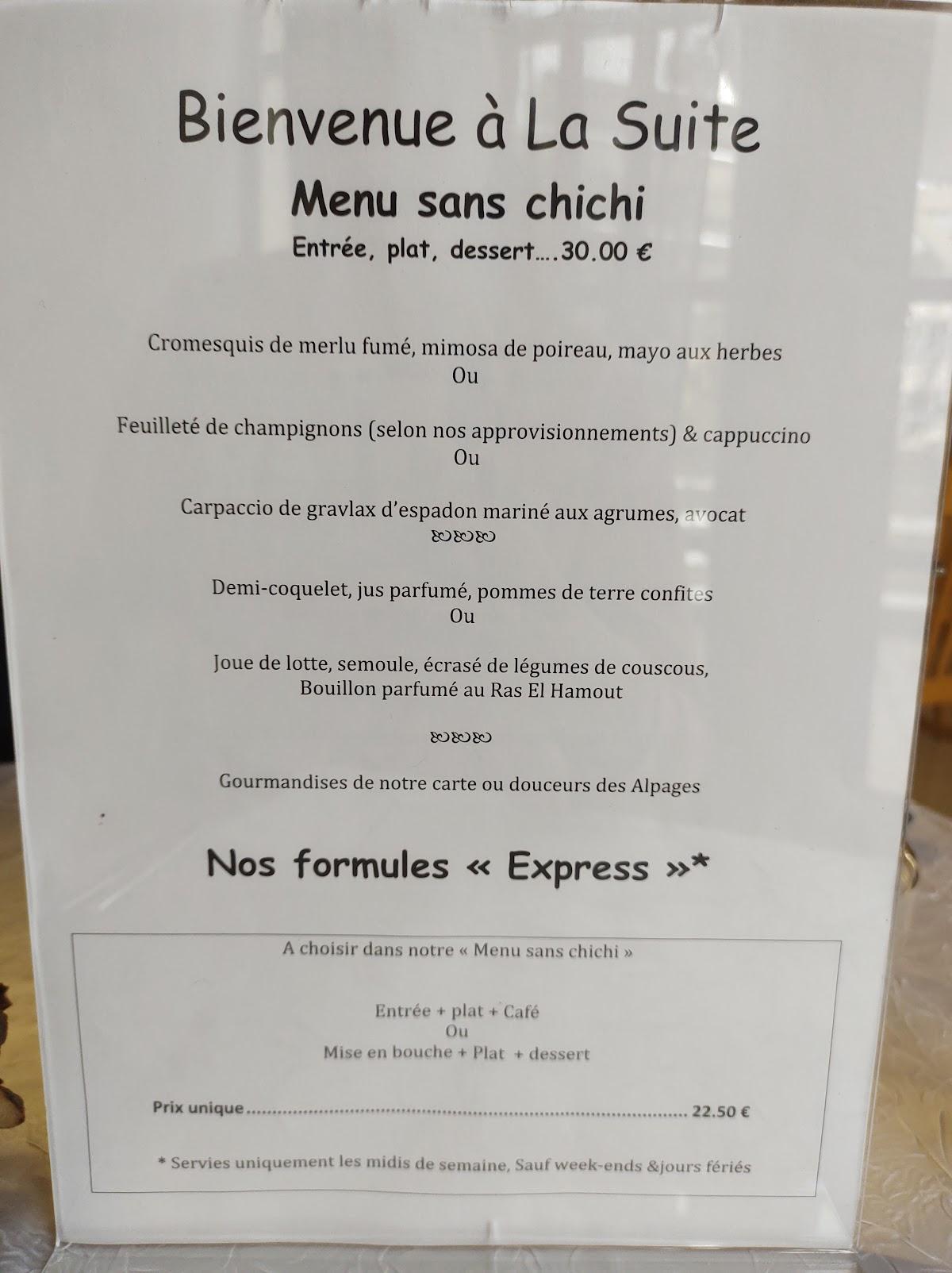 Menu au RESTAURANT LA SUITE, Belley