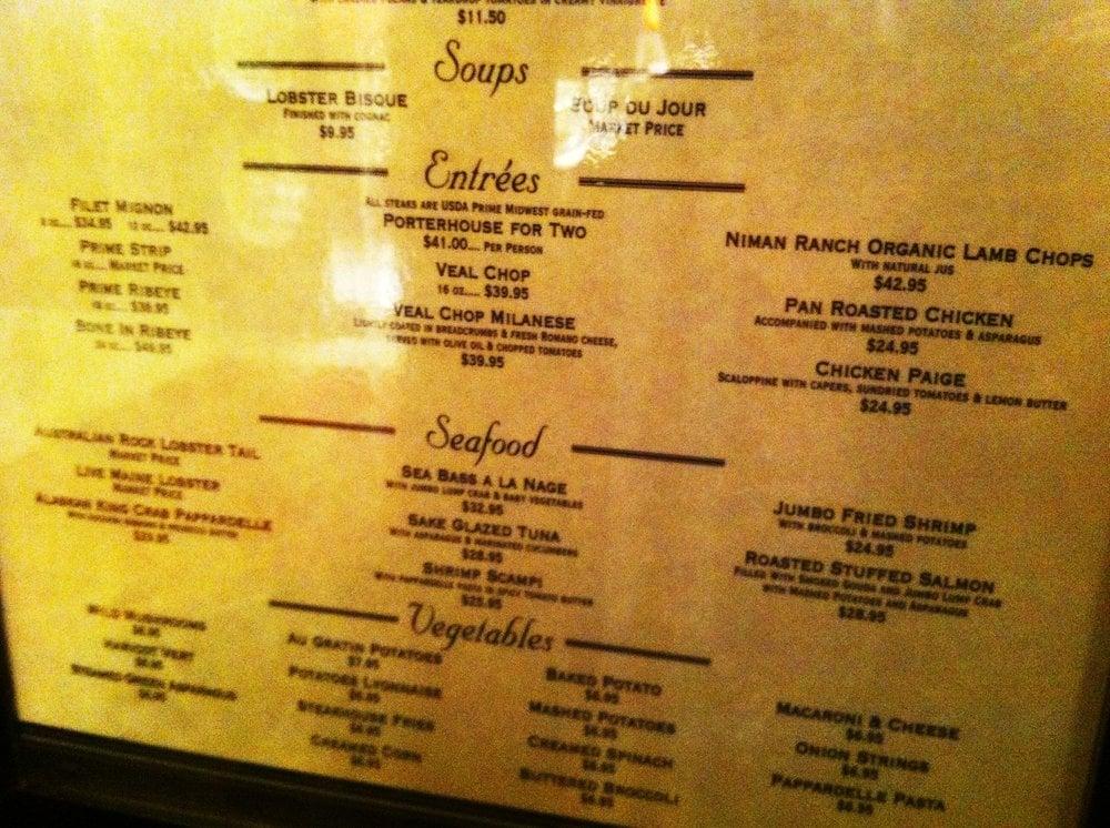 Menu at Vic & Anthony's Steakhouse, Las Vegas