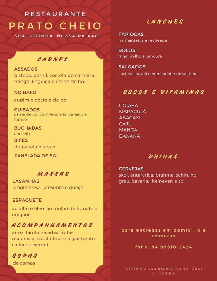 Menu em restaurante prato cheio, Brasil, RN-233