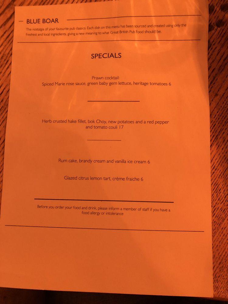 Menu at Blue Boar pub & bar, Chipping Norton