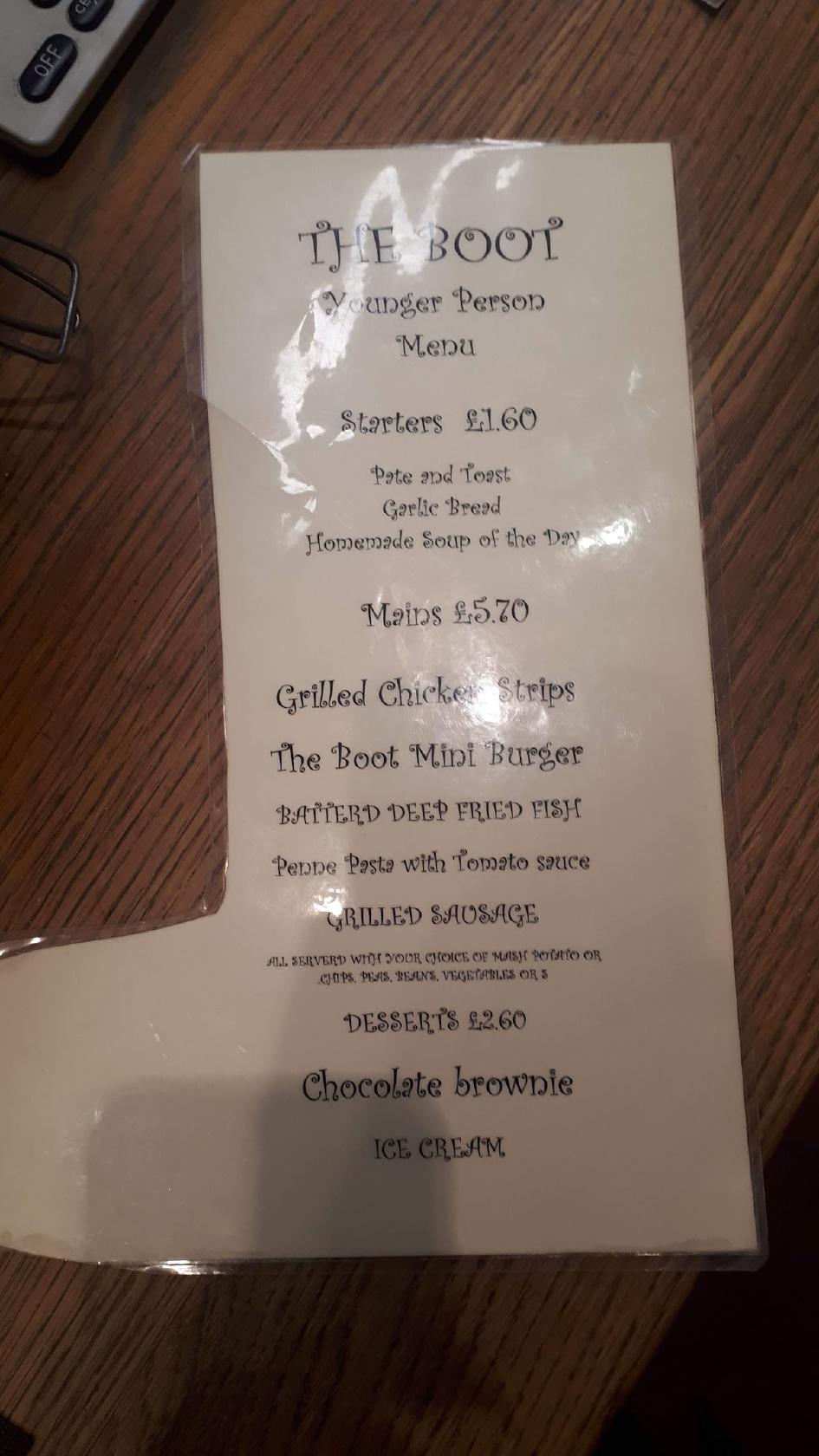 Menu at The Boot Inn pub & bar, Leighton Buzzard, 51 High Rd