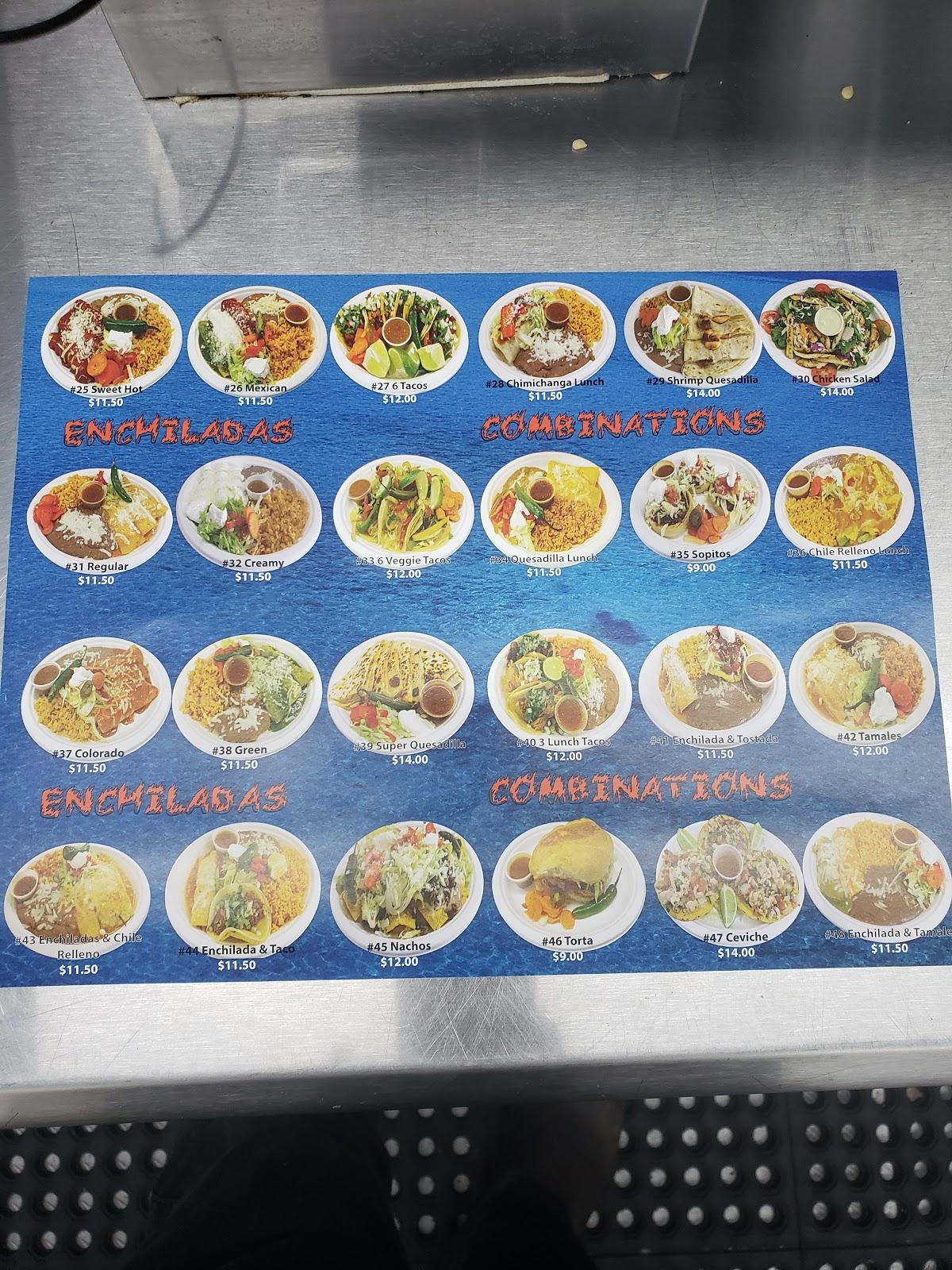 Menu at Mi Pueblito Taco Bus restaurant, Big Sky