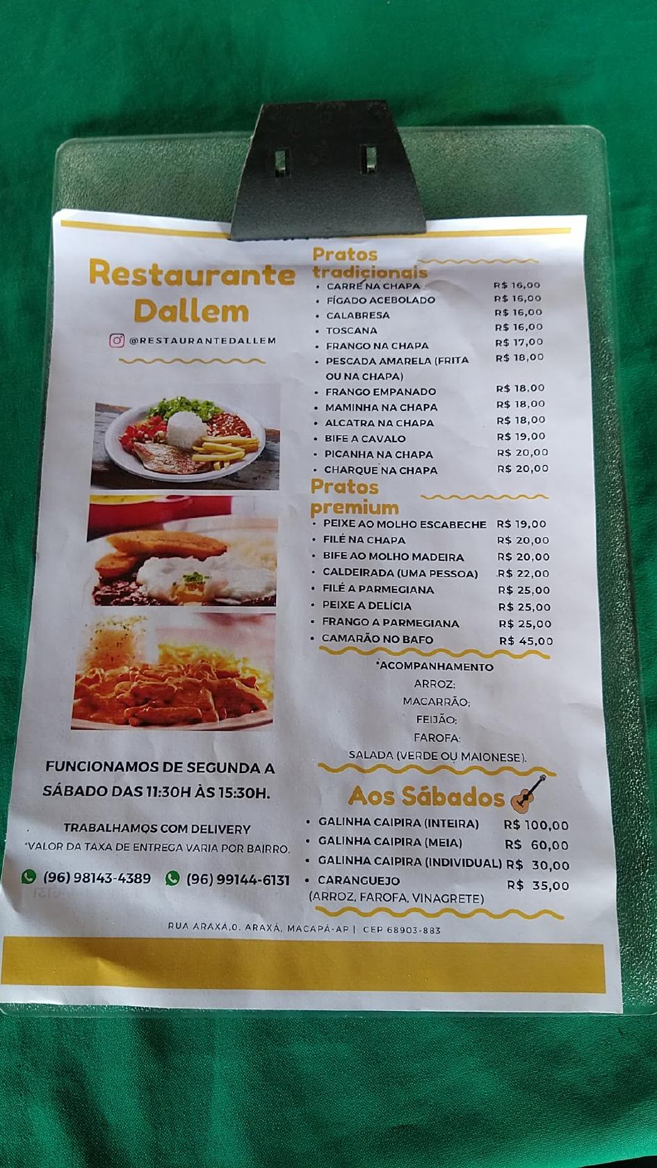 Menu at Restaurante Dallen, Macapá