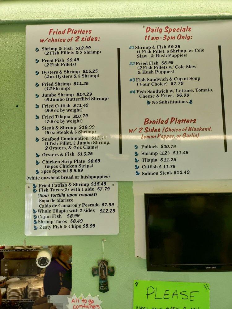 Menu at The Lighthouse Seafood restaurant, San Antonio