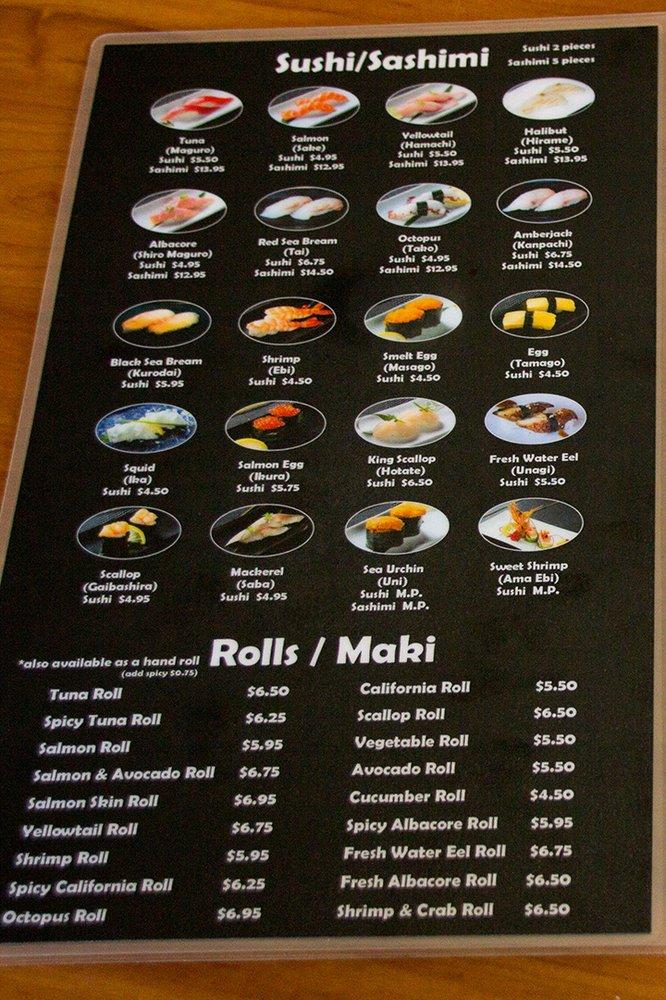 Menu at Tomo Sushi restaurant, Los Angeles, Devonshire St