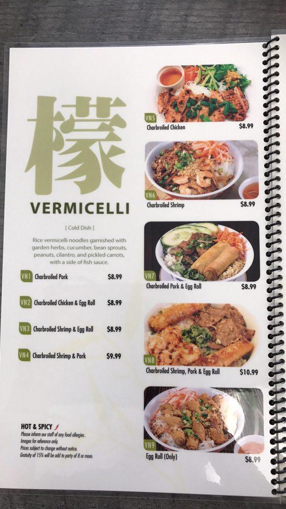 Menu at Yang Noodle House Pho restaurant, Rialto
