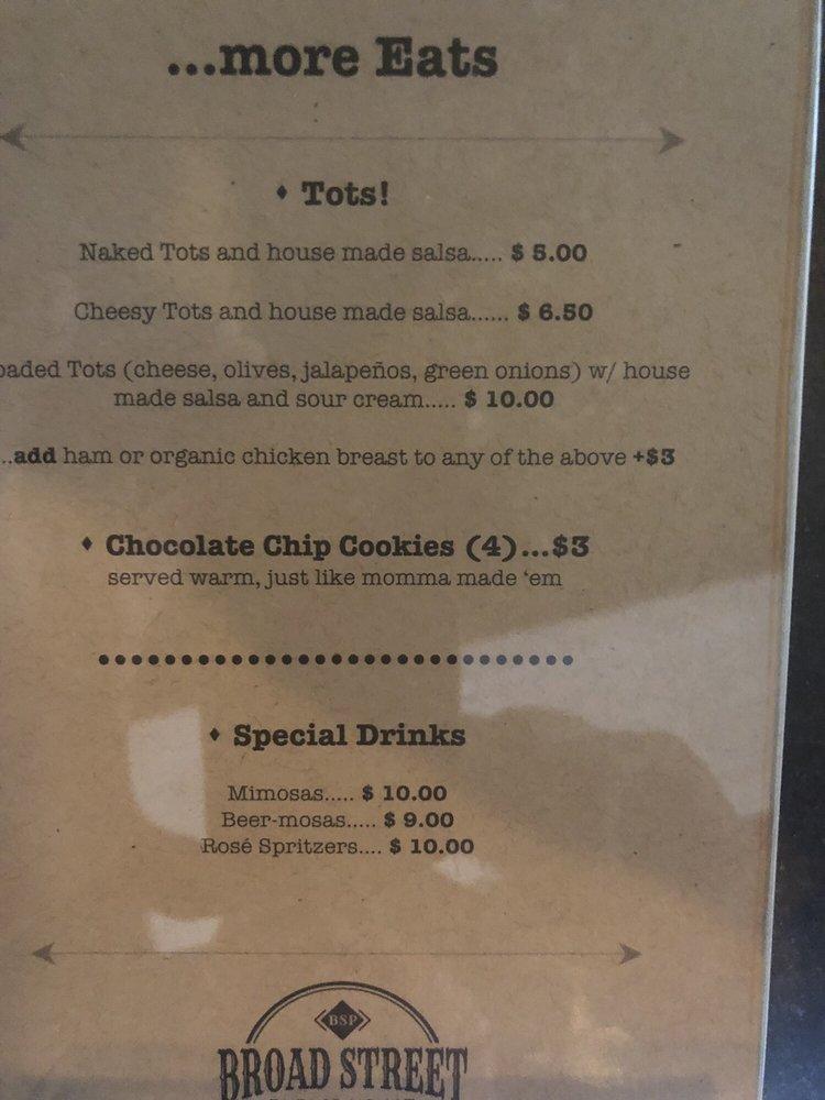 Menu at Broad Street Public House, San Luis Obispo