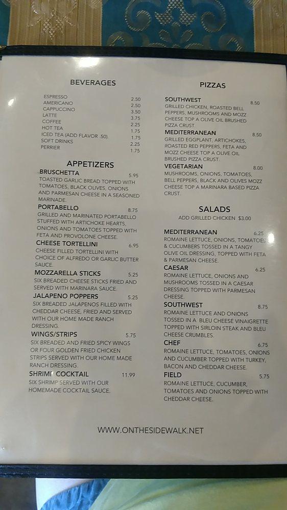 Menu at On the Sidewalk Bar & Grill, Enid
