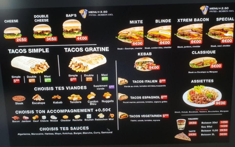 Menu at Fast-food L'aya Grill restaurant, Grenoble