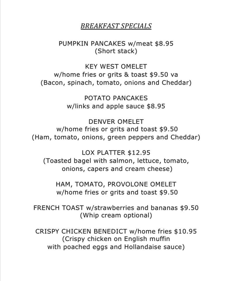 Menu at Key West Diner restaurant, Stuart, NW Federal Hwy