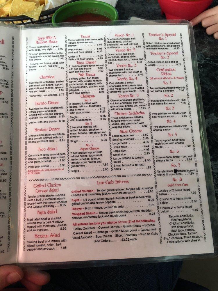 Menu at Los Verdes Restaurante Mexicano, Clifton