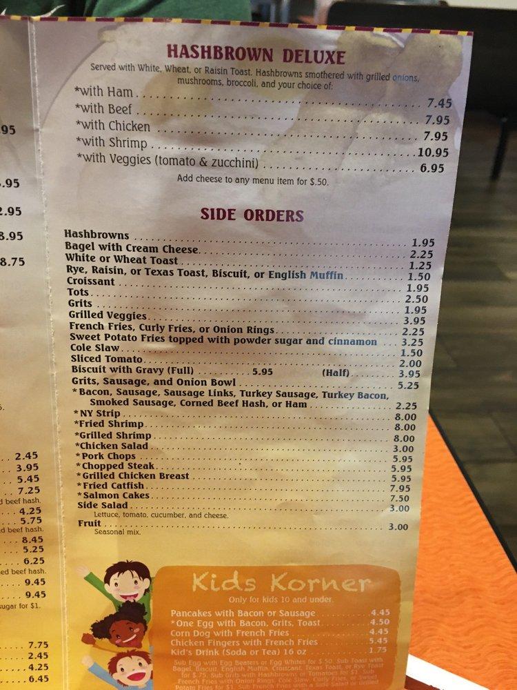 Menu at Sunny Side Up restaurant, Brunswick