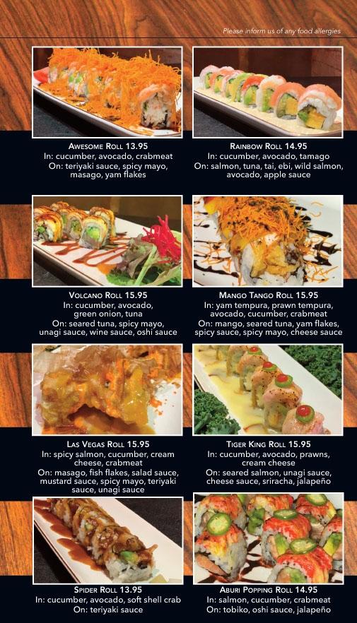 Menu at Sushi Hon restaurant, Sylvan Lake