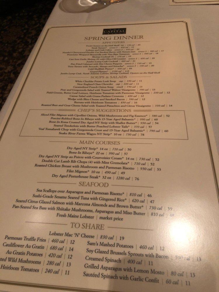 Menu at The Capital Grille pub & bar, Minneapolis