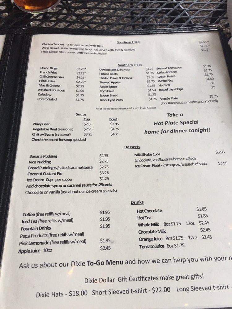 Menu at Dixie Restaurant, Petersburg