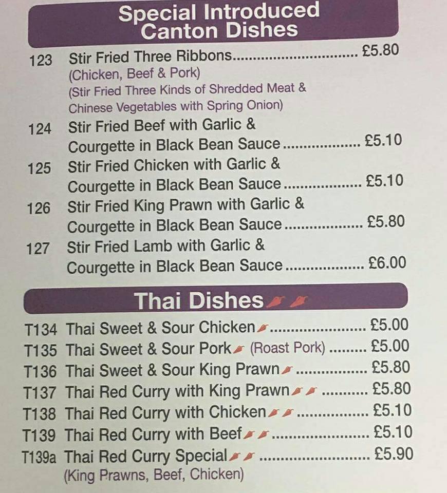 Menu at Hoi Shan fast food, Newton Abbot