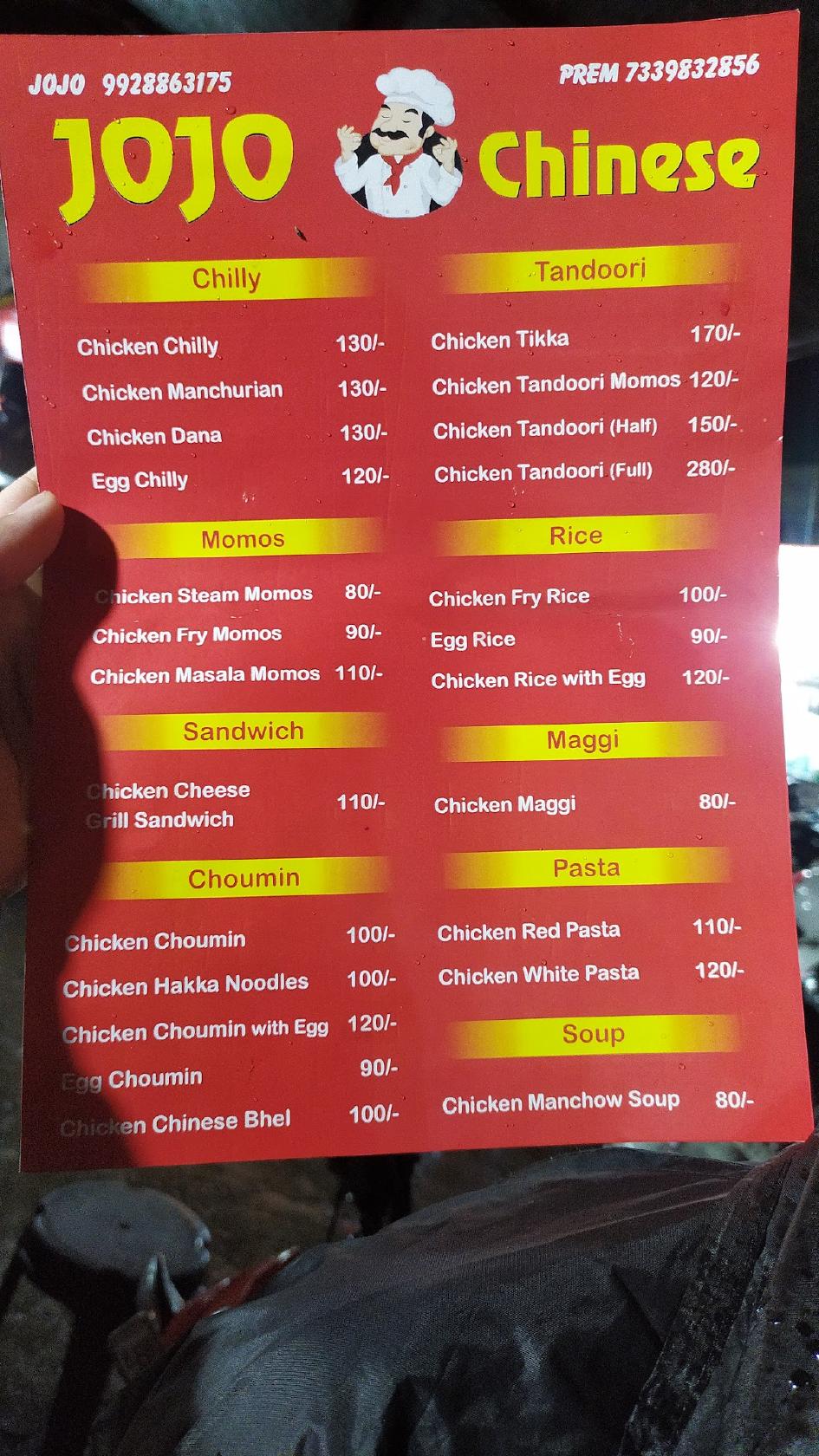 Menu at JoJo Chinese Corner, Udaipur