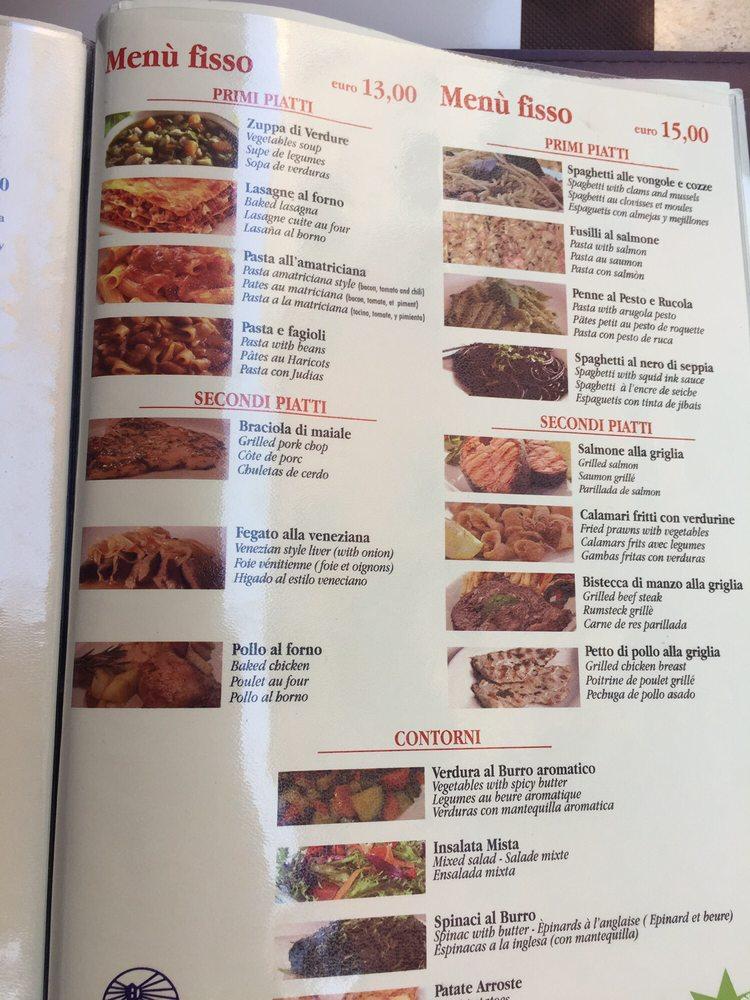 Menu da Ristorante Pizzeria Al Faro, Venezia, Calle Ghetto Vecchio