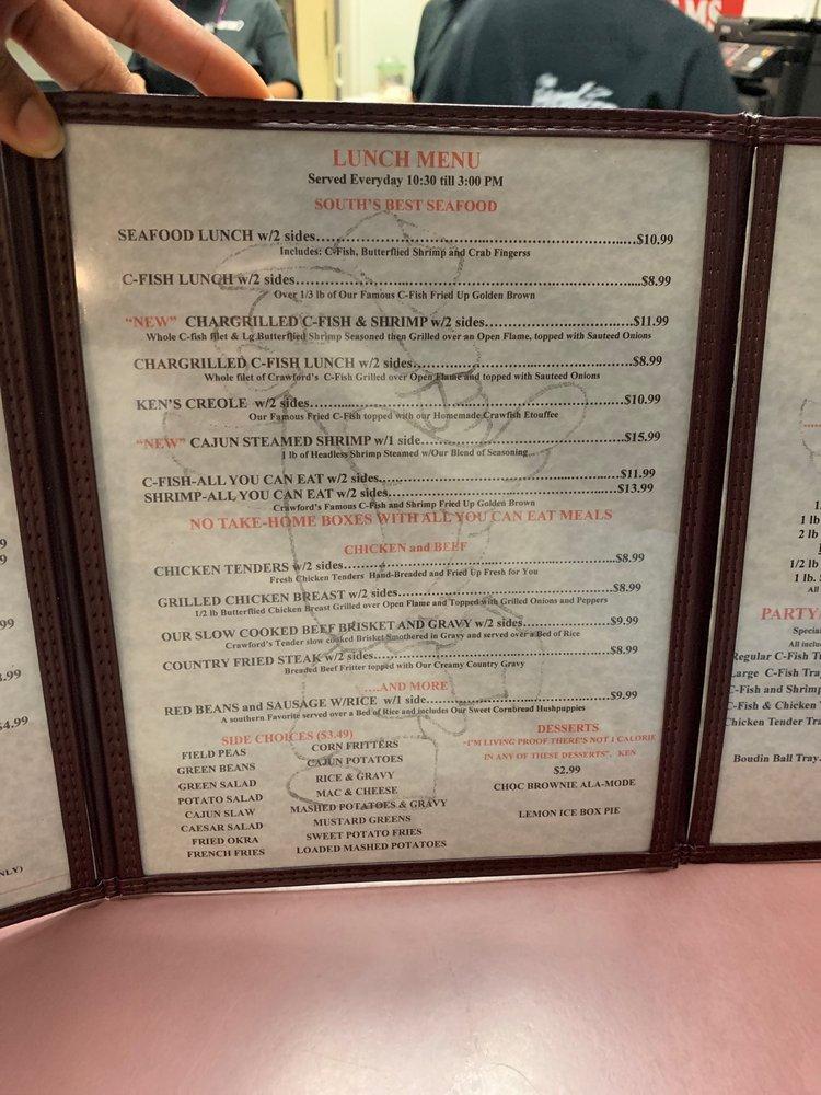 Menu at Crawford's Restaurant, Baton Rouge