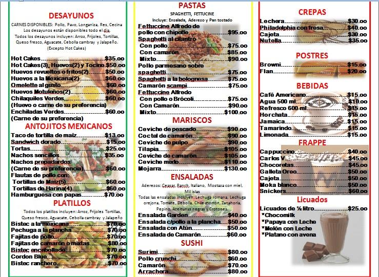 Menu at "El Jalapeño" Mexican Food restaurant, Progreso