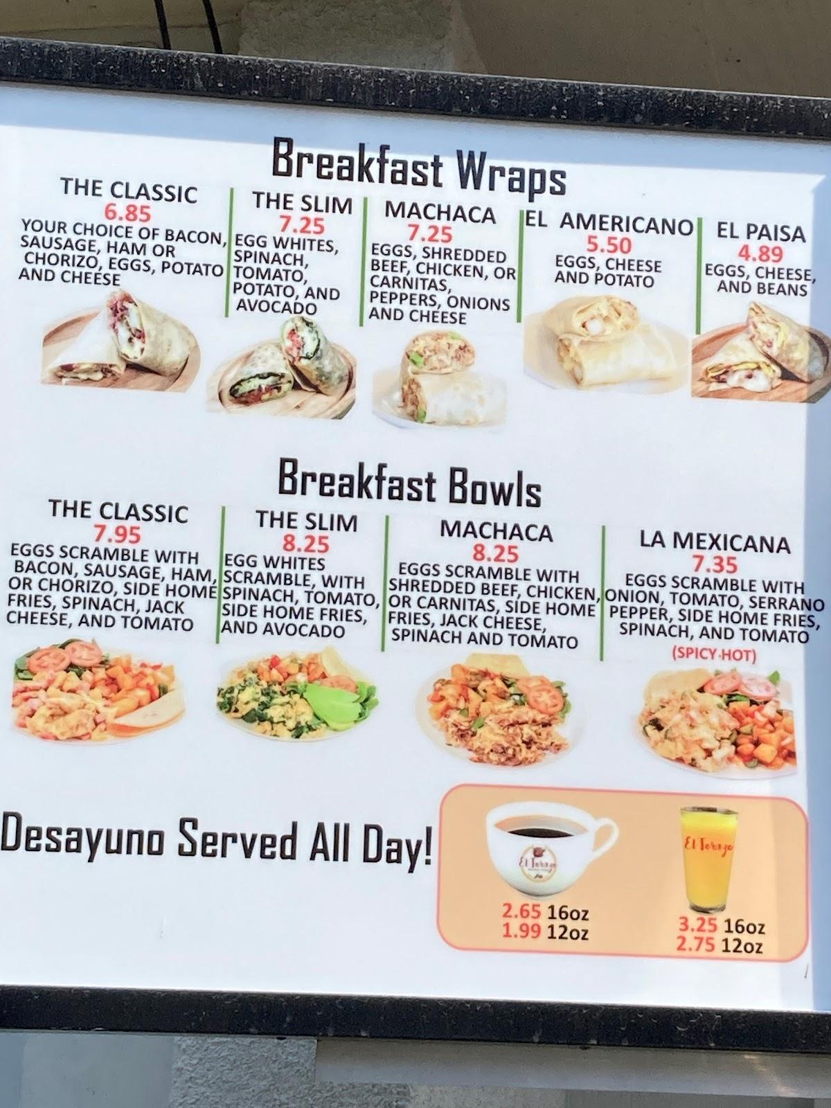Menu at El Torazo Mexican Restaurant, Bellflower