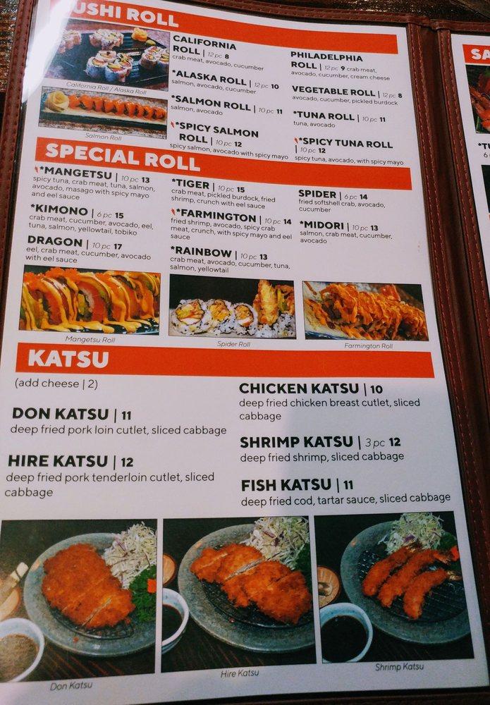 Menu at Mangetsu Farmington restaurant, Farmington, 206 Main St