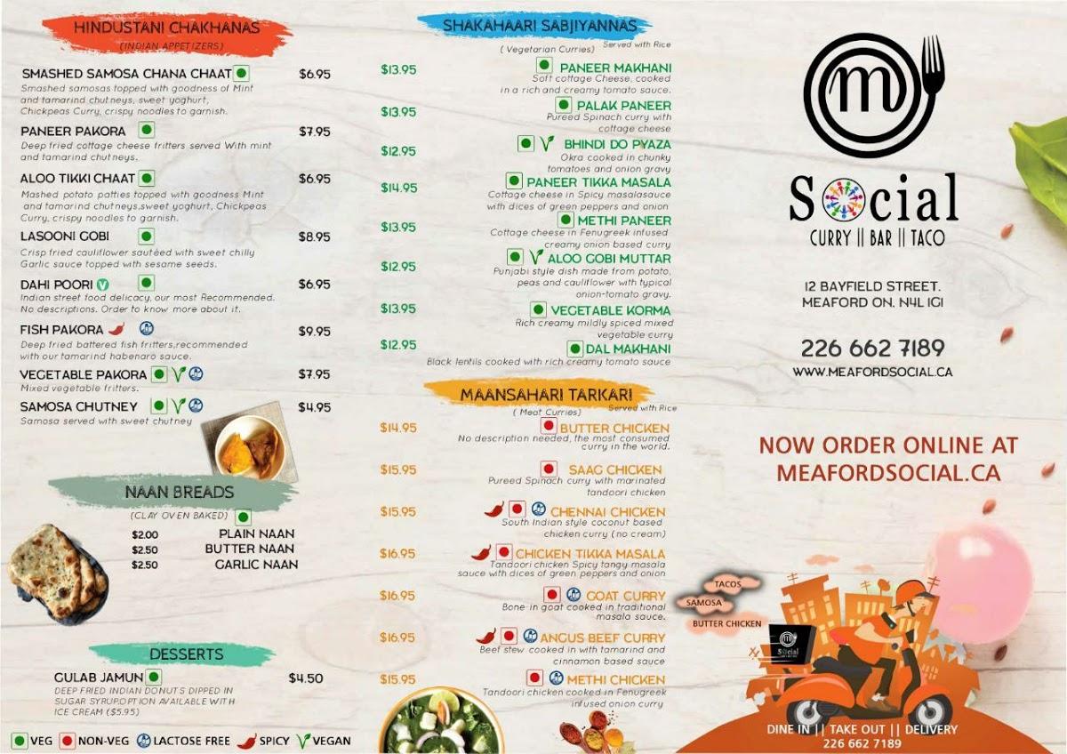 Menu at Meaford social restaurant and Meats, Meaford