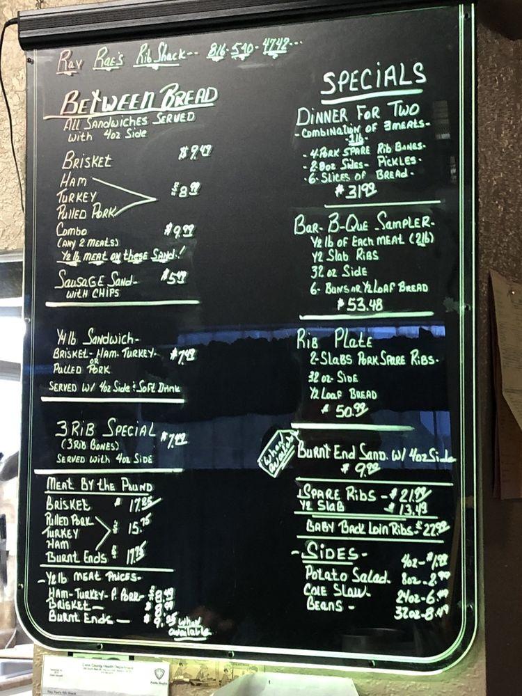 Menu at Ray Rae's Rib Shack BBQ, Kansas City