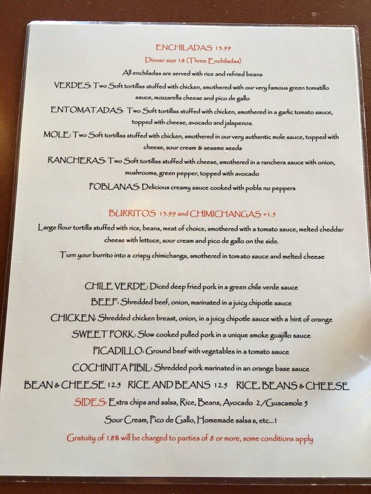 Menu at Tu Tierra Restaurant, Calgary, Bonaventure Dr SE